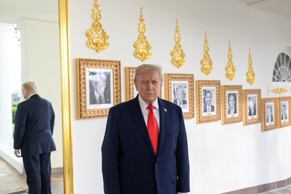 Donald J. Trump: "The new mirror and bronze lettering at the door to ...